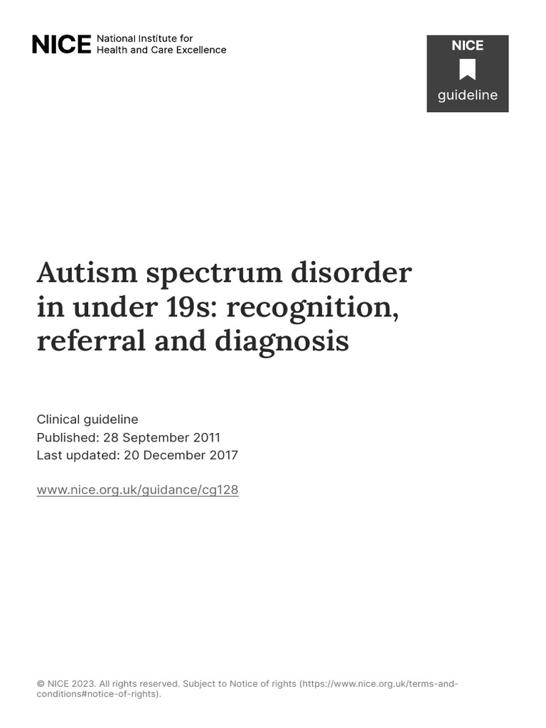 Autism Diagnosis Guidelines for Under 19s | PDF | Autism Spectrum ...