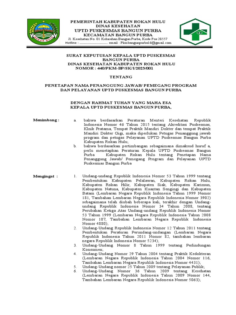 SK Penanggung Jawab Program | PDF