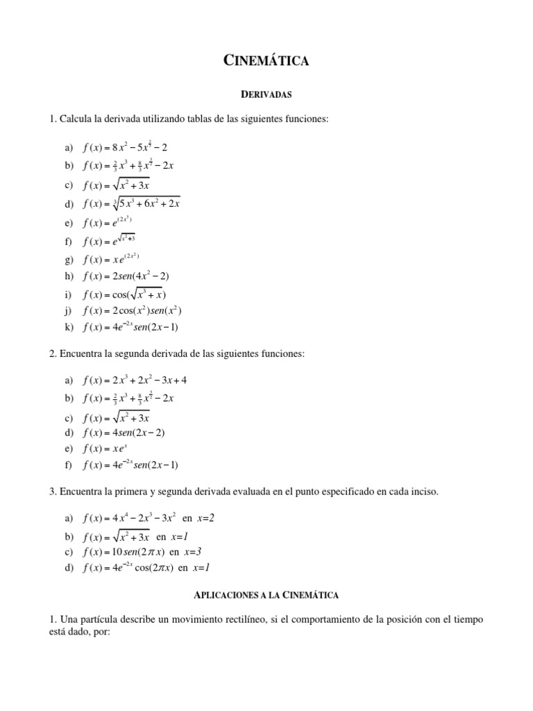 Practica III Derivadas Cinematica | PDF | Velocidad | Movimiento (física)