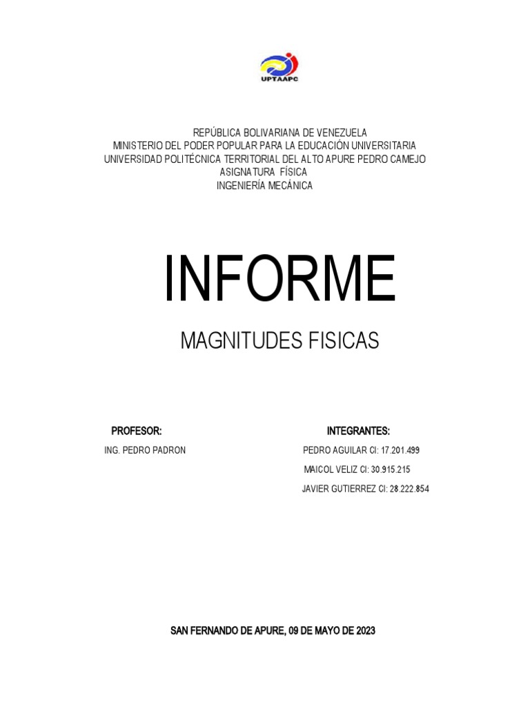 Informe de Fisica | PDF | Medición | Física