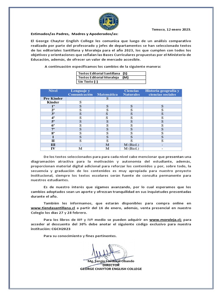 Comunicado textos escolares 2023 | PDF