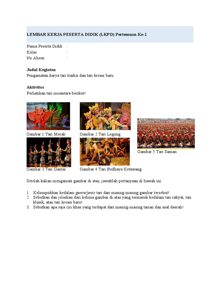 LKPD 1 Seni Tari | PDF