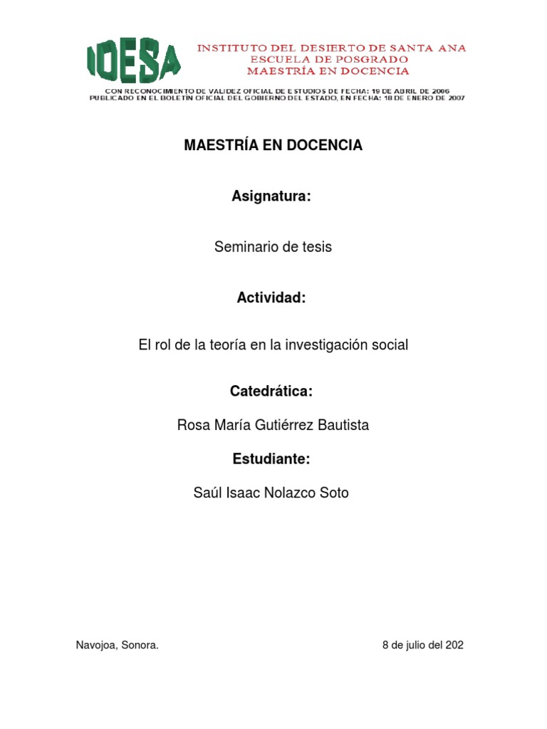 El Rol de La Teoría en La Investigación Social | Descargar gratis PDF ...