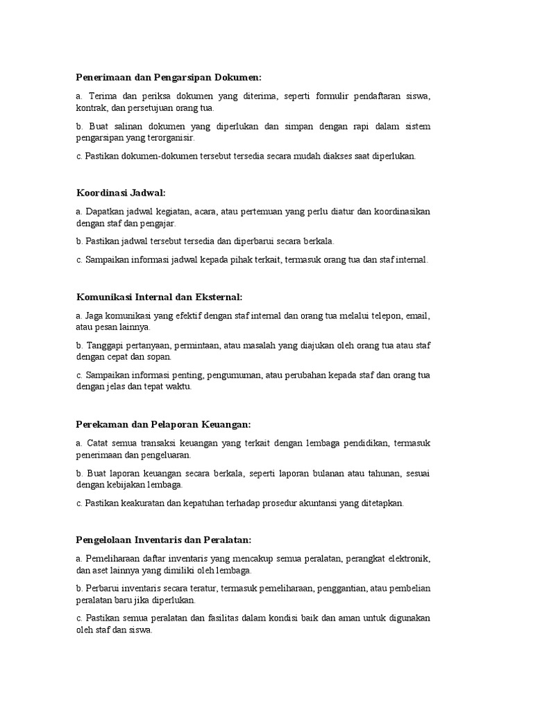 Draft Sop Staf Admin Pdf