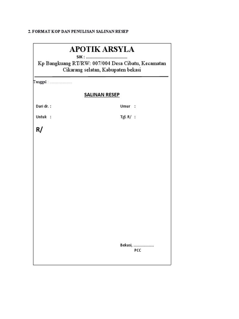 Format Salinan Resep | PDF