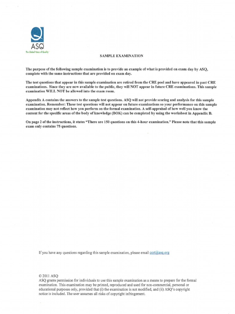 CRE Sample Exam With Answers | PDF