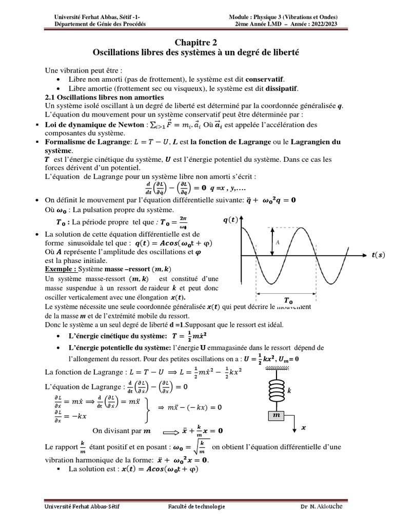 Chapitre 2 (Oscillations Libres Amorties) | PDF