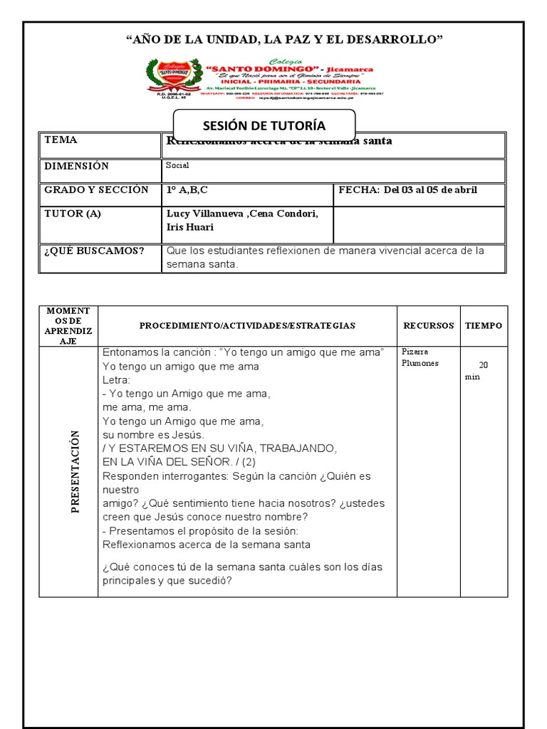 Sesion de Tutoria 1 | PDF