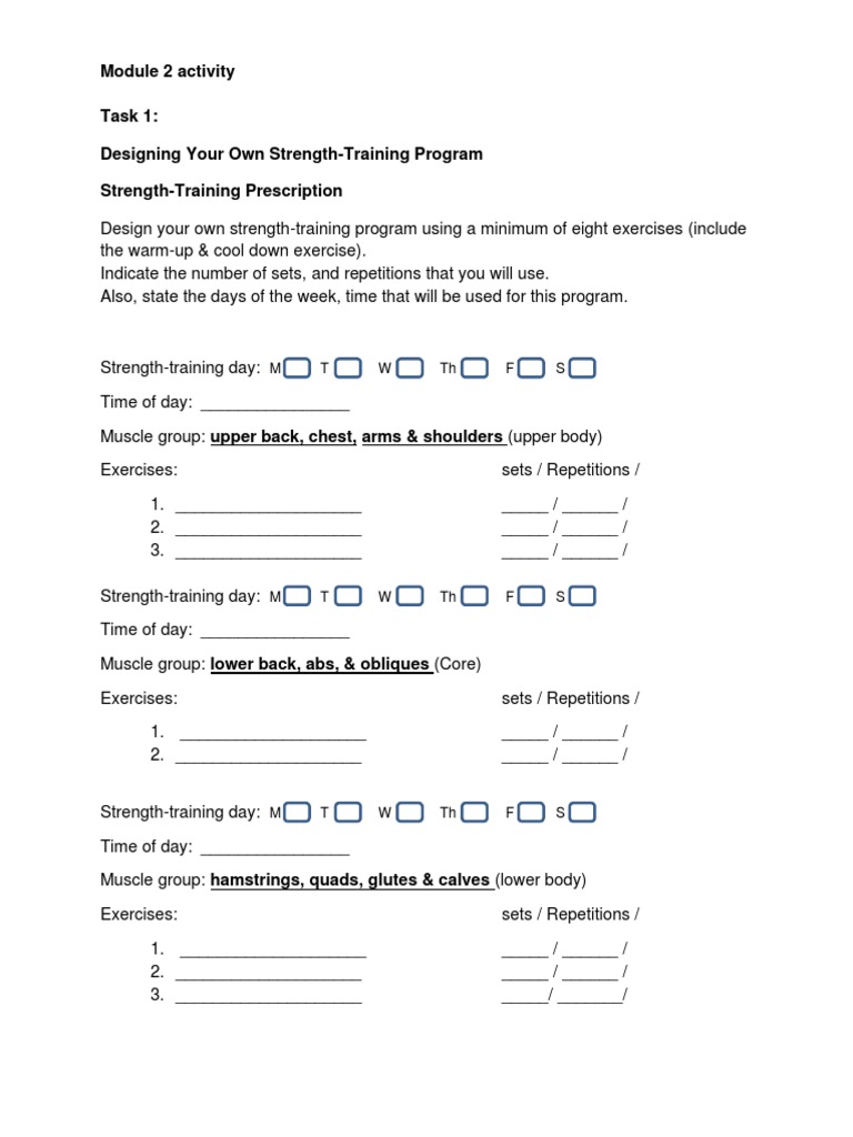 Module 2 Activity - R | PDF | Strength Training