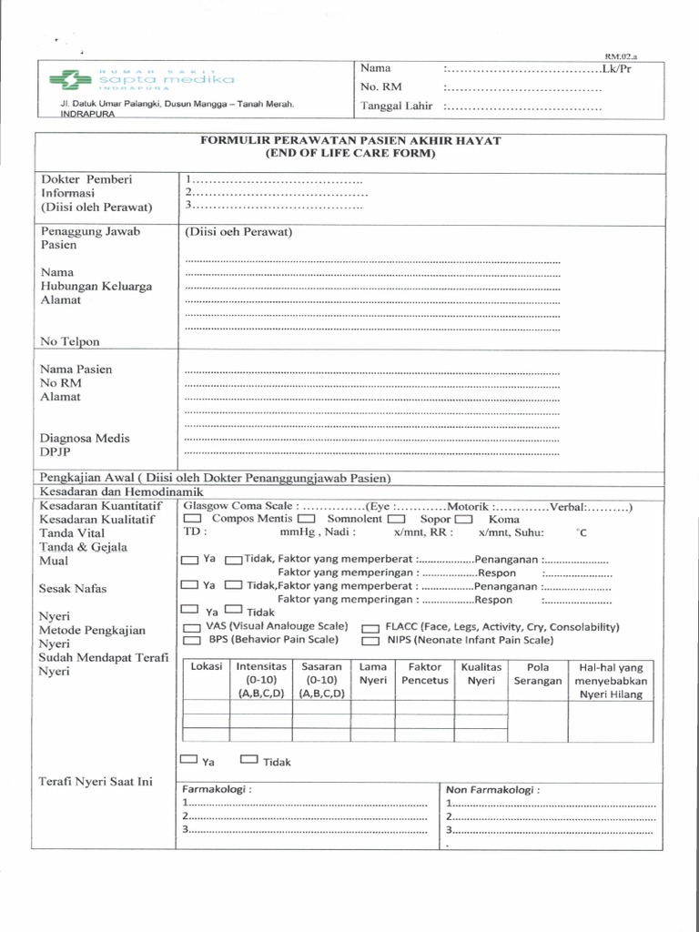Form Perawatan Pasien Akhir Hayat | PDF