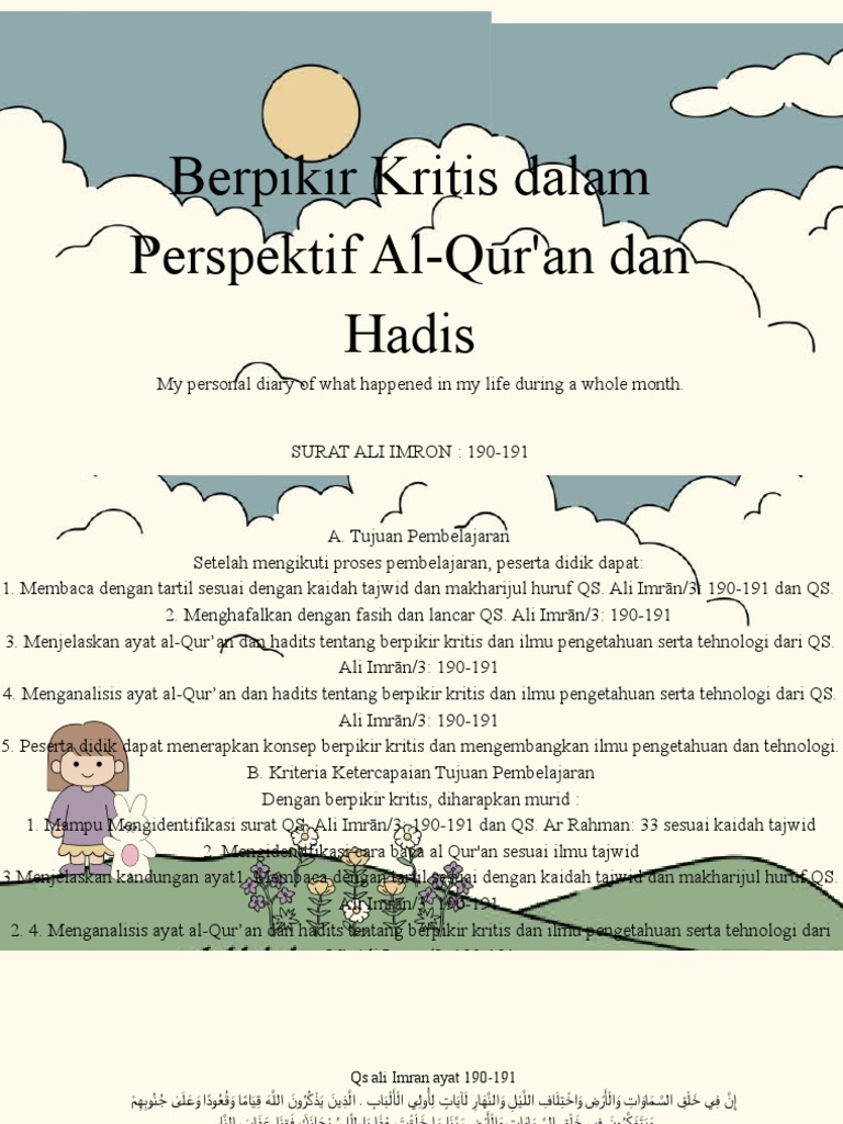 Berpikir Kritis Dalam Perspektif Al-Qur'an Dan Hadis | PDF