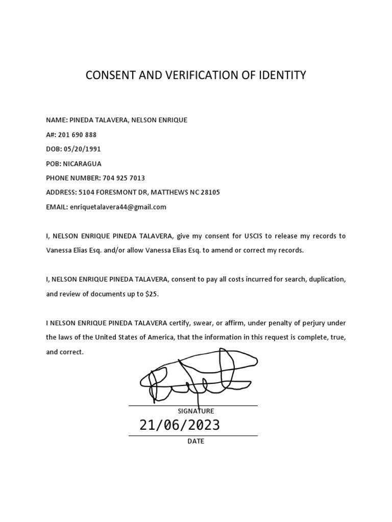 Consent and Verification of Identity 2 | PDF