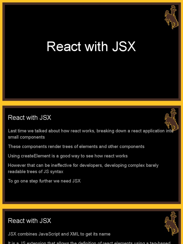 COSC4220 Lec3 ReactWJSX | PDF | Java Script | Html COSC4220 Lec3 ReactWJSX | PDF | Java Script | Html