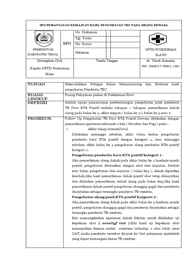 Pemantauan Pengobatan TBC Dewasa | PDF | Sains & Matematika