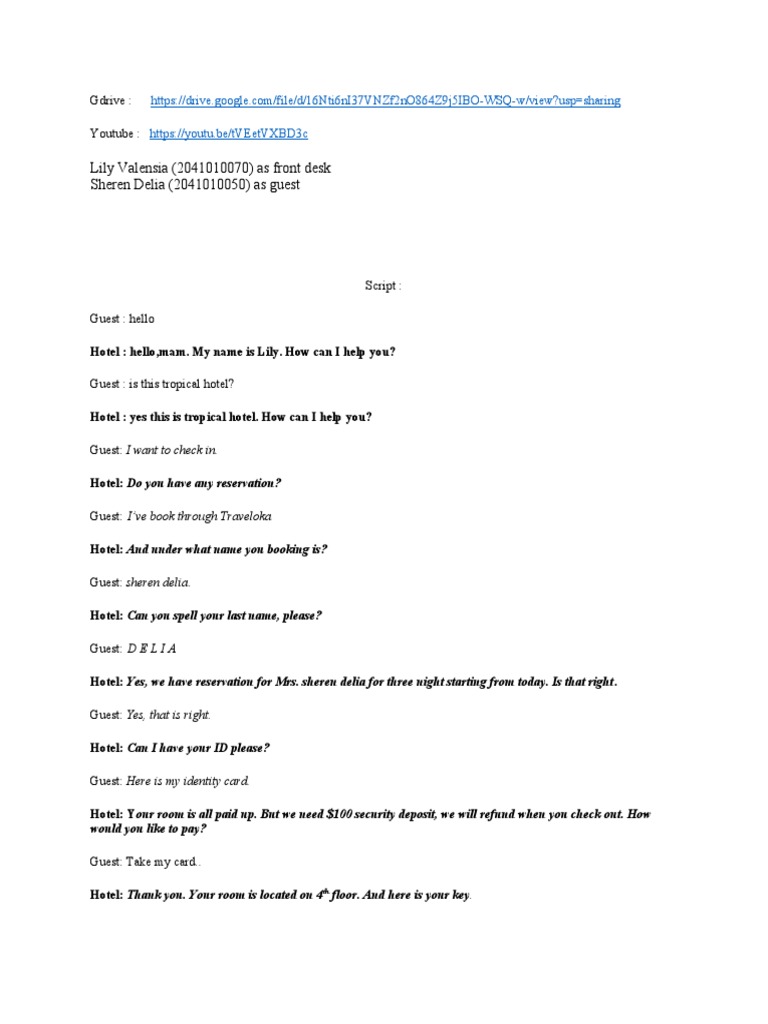 front office dialogue | PDF