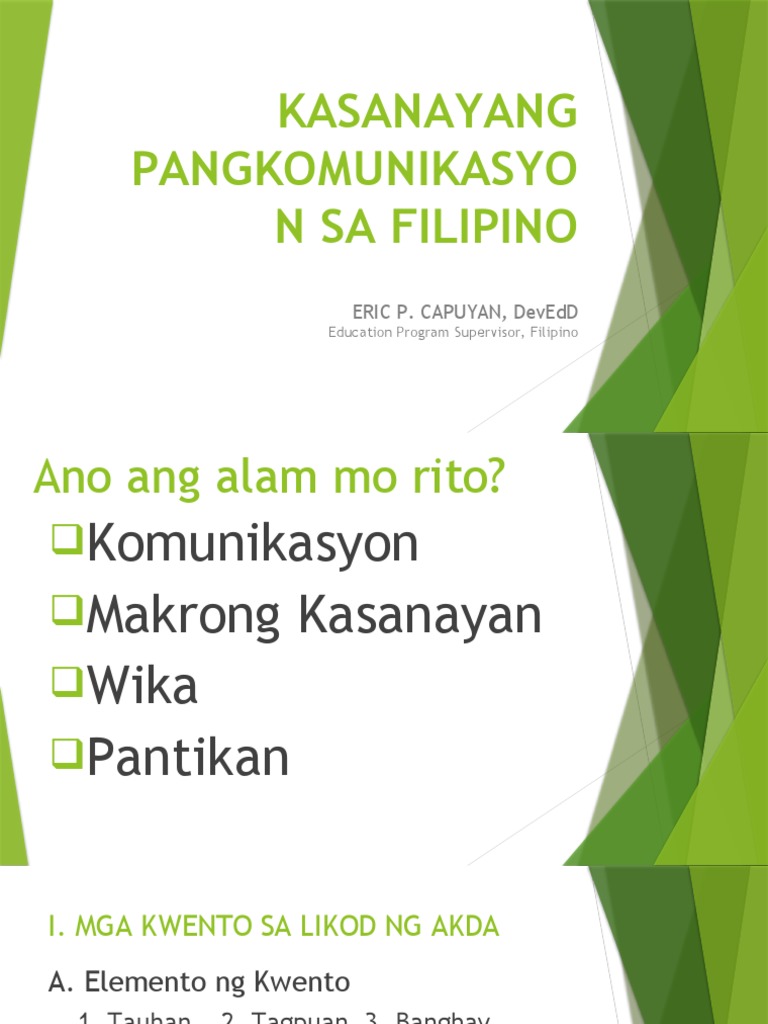 Kasanayang Pangkomunikasyon Sa Filipino | PDF