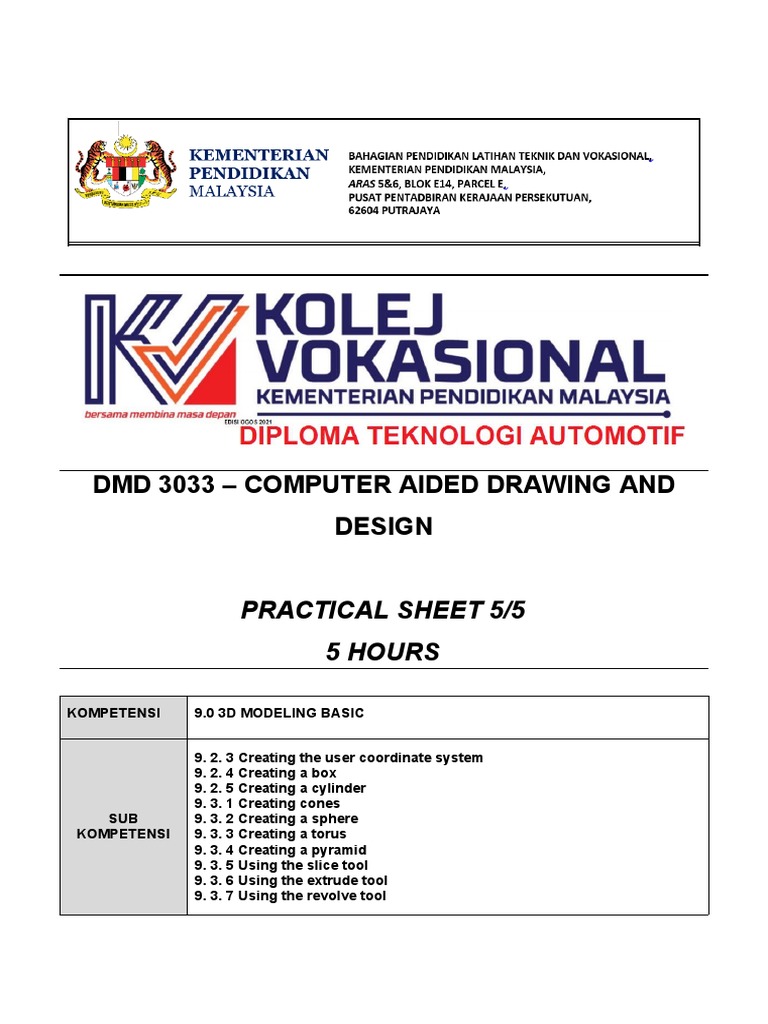 DMD 3033 - Practical Sheet 5 - 3 D M0del | PDF