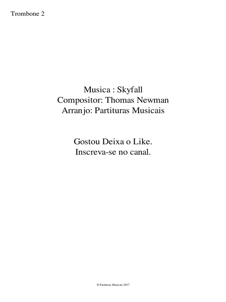 Partitura para Trombone: Skyfall | PDF