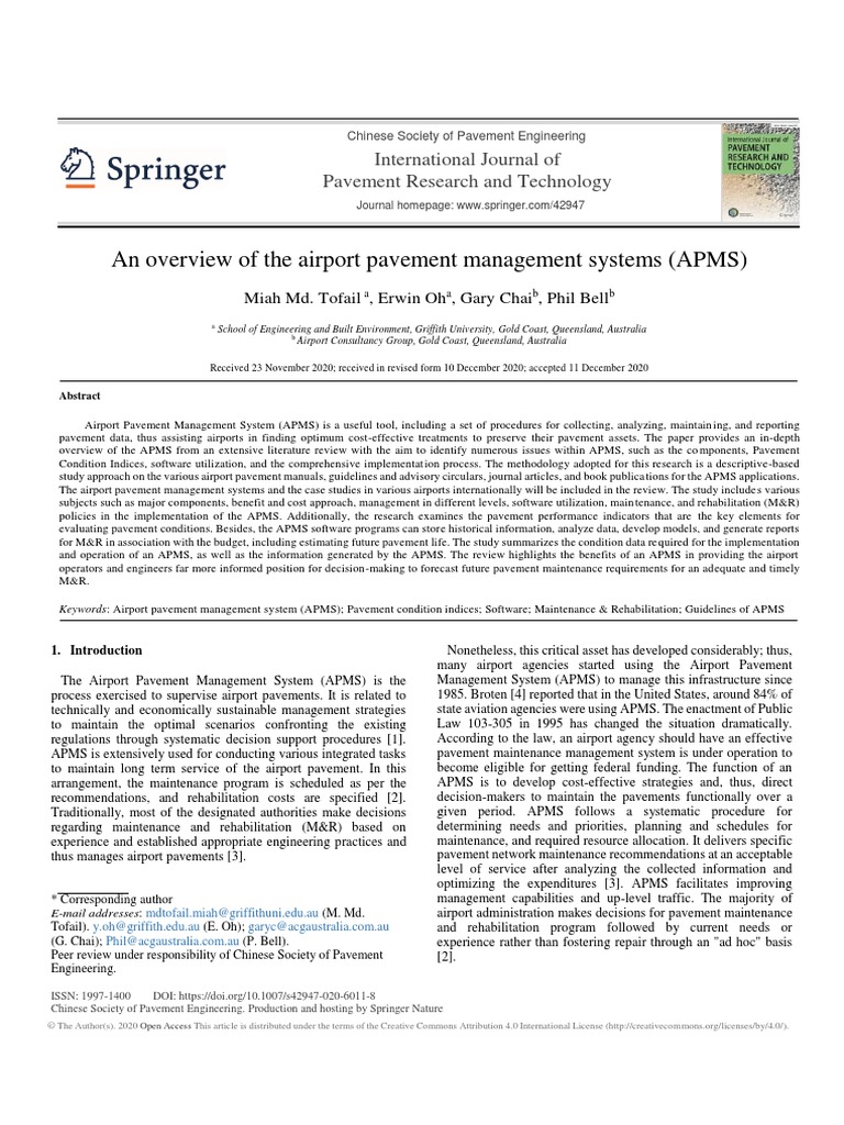 An Overview of The Airport Pavement Management Systems (APMS) | PDF | Airport | Life Cycle ...