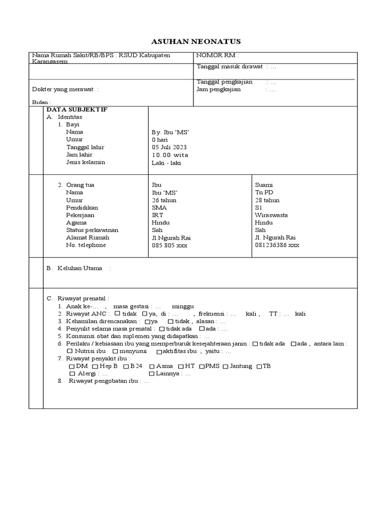 FORM ASKEB NEONATUS | PDF
