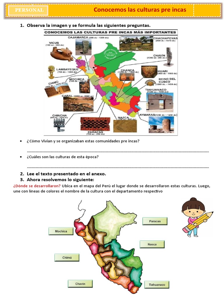D3 A3 FICHA PS. Conocemos Las Culturas Pre Incas | PDF