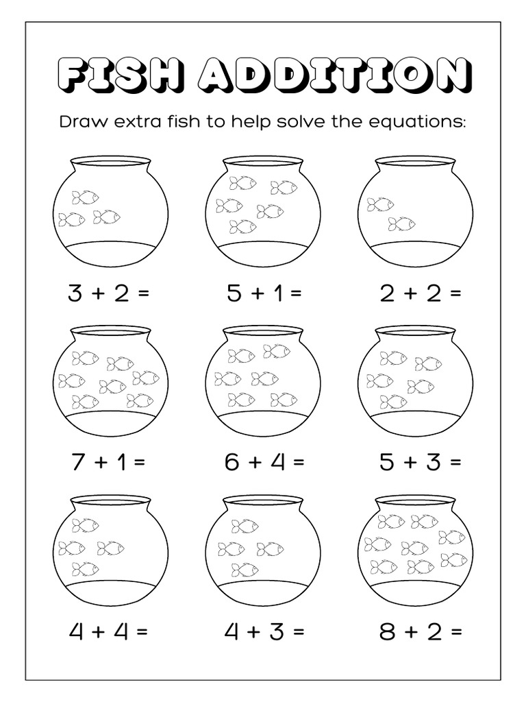 Fish Addition Mathematics Worksheet | PDF