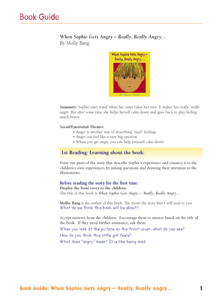 Book Guide When Sophie Gets Angry - Really, Really Angry | PDF | Anger ...
