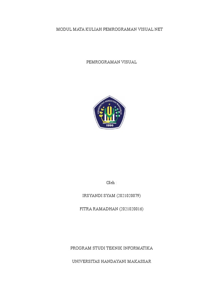 Modul Mata Kuliah Pemrograman Visual Net | PDF