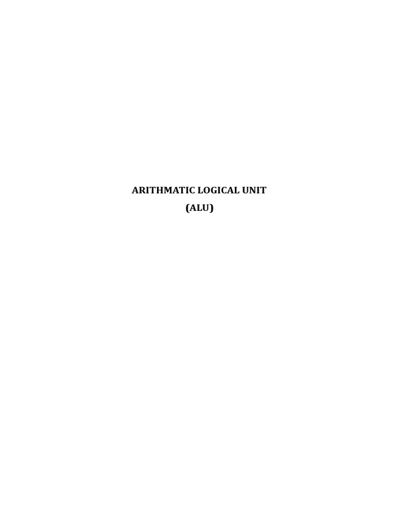 ALU Design | PDF | Central Processing Unit | Arithmetic