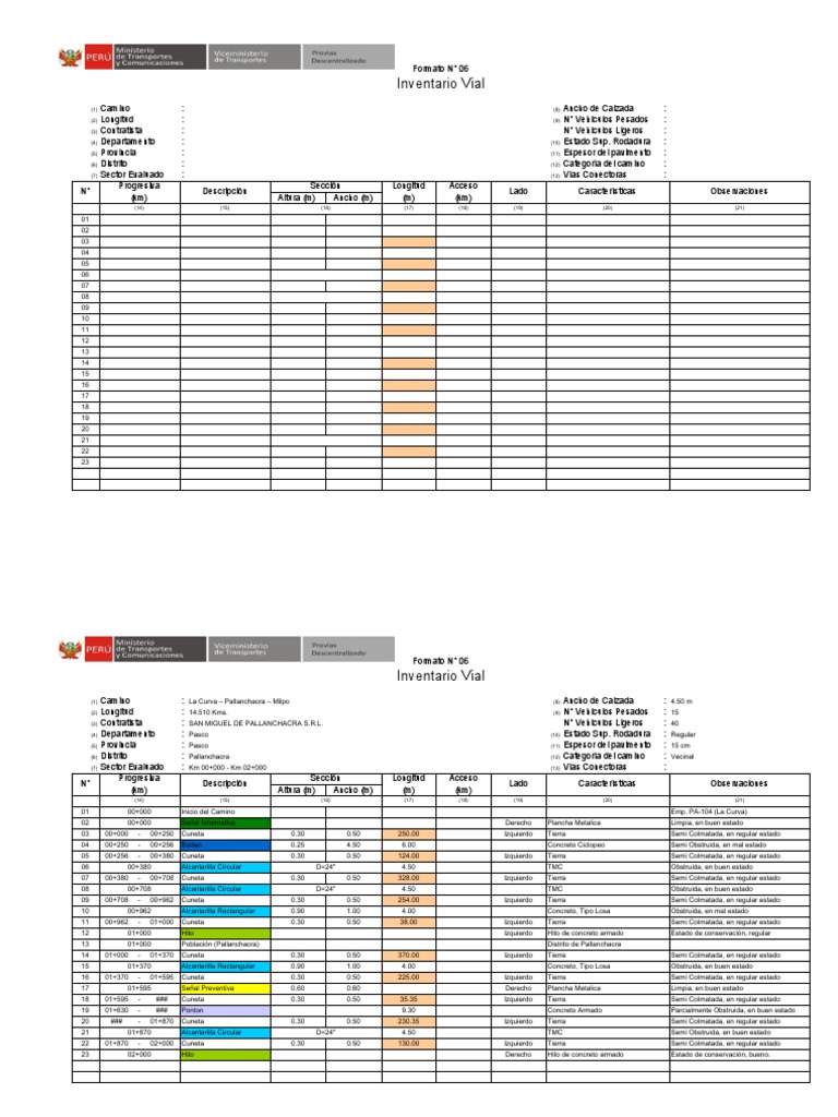 Formato #06 - Inventario Vial | PDF