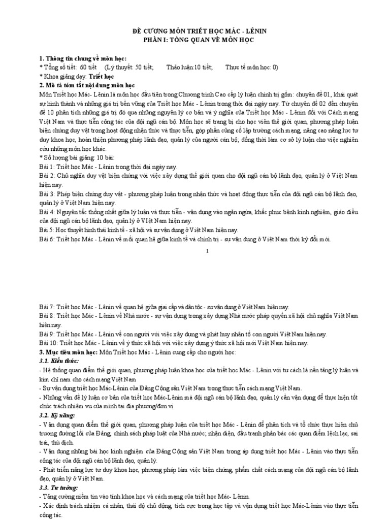 de Cuong Mon Triet Hoc | PDF