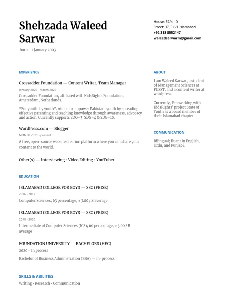 Shehzada Waleed Sarwar: Crossadder Foundation - Content Writer, Team ...