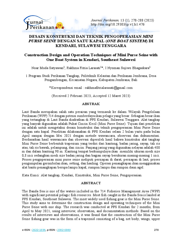 Desain Mini Purse Seine di Kendari | PDF | Sains & Matematika