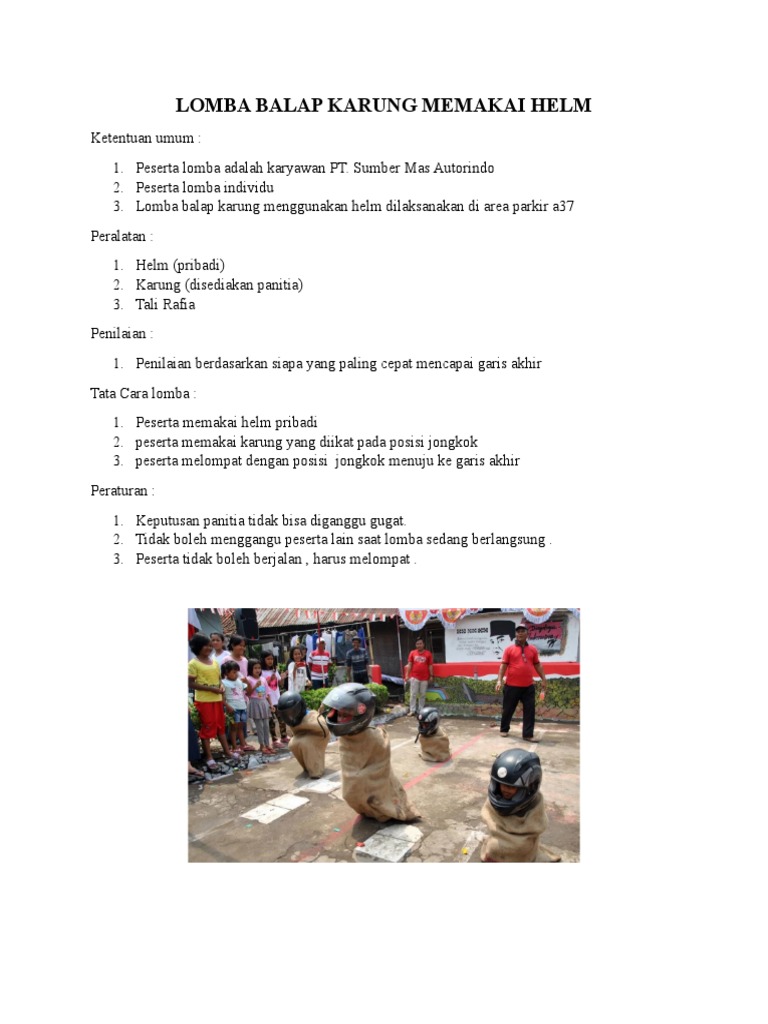 Lomba Balap Karung Memakai Helm | PDF