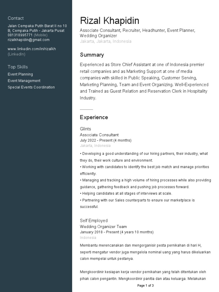 CV & Portofolio - Rizal Khapidin | PDF | Recruitment | Economies