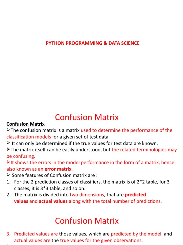 UNIT4 Confusion Matrix | PDF | Accuracy And Precision | Statistical Classification