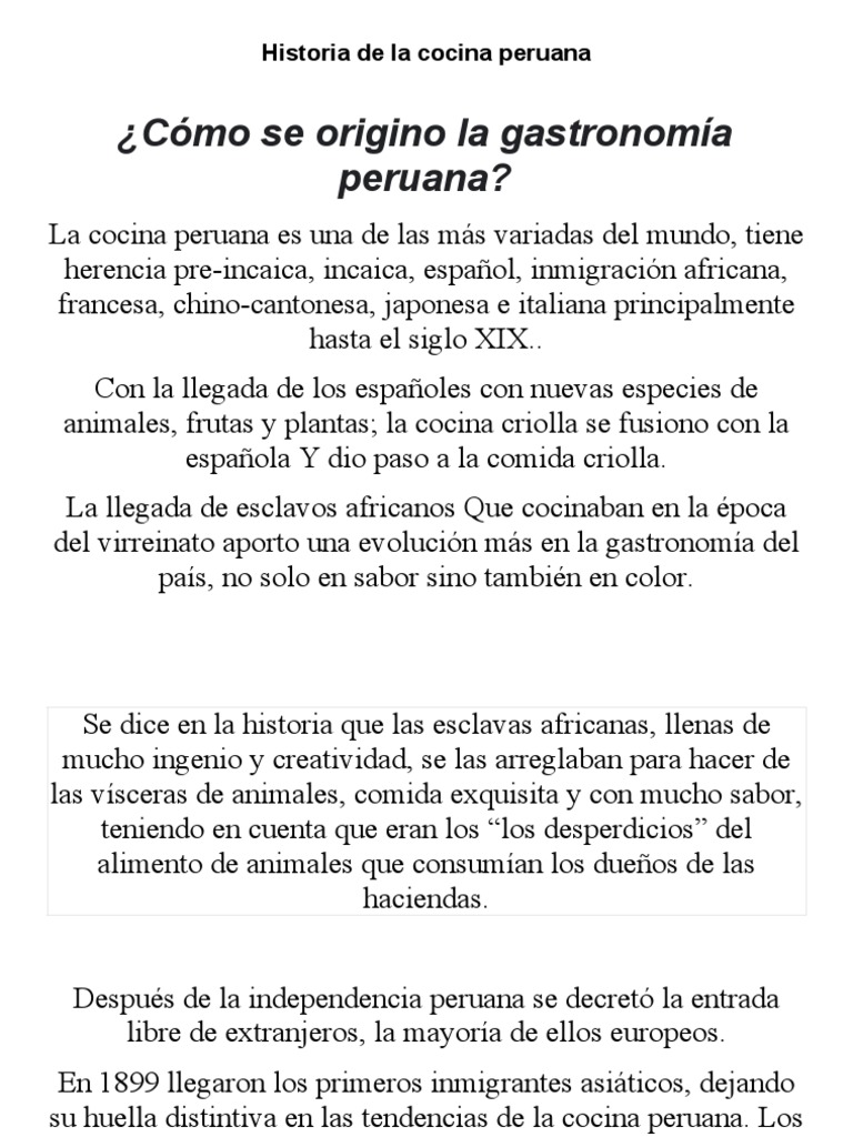 Historia de La Cocina Peruana Iam | PDF | Perú | Cocina latinoamericana