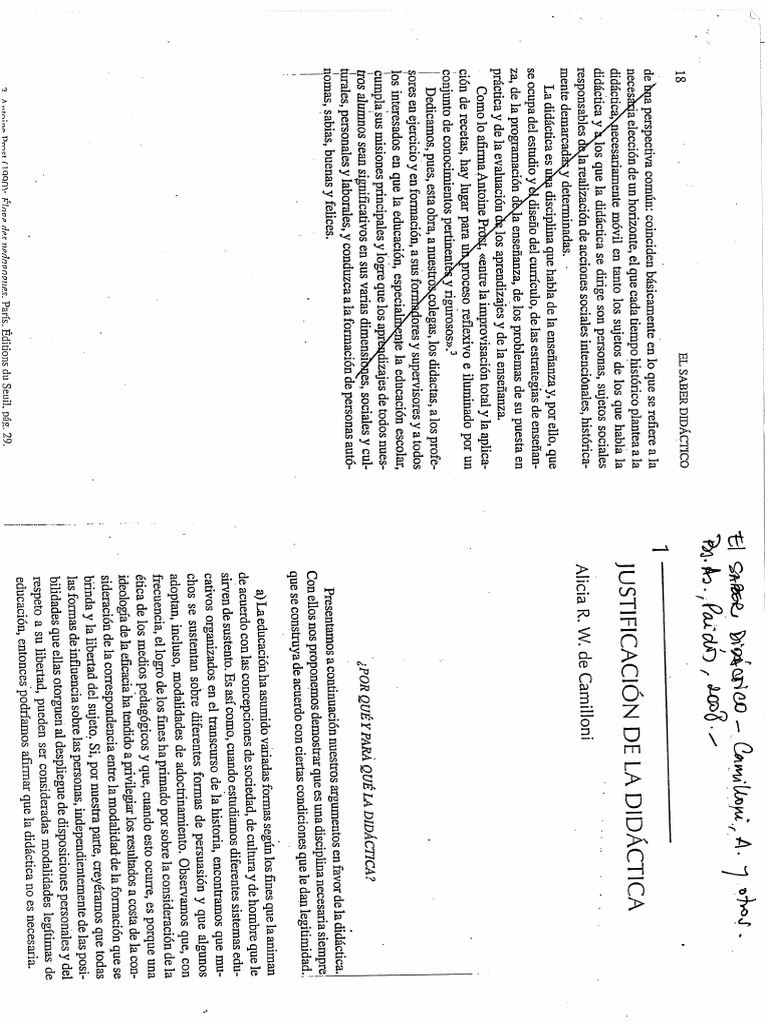 Camilloni, Alicia - Cap.1 - Justificacion - de - La - Didactica | PDF