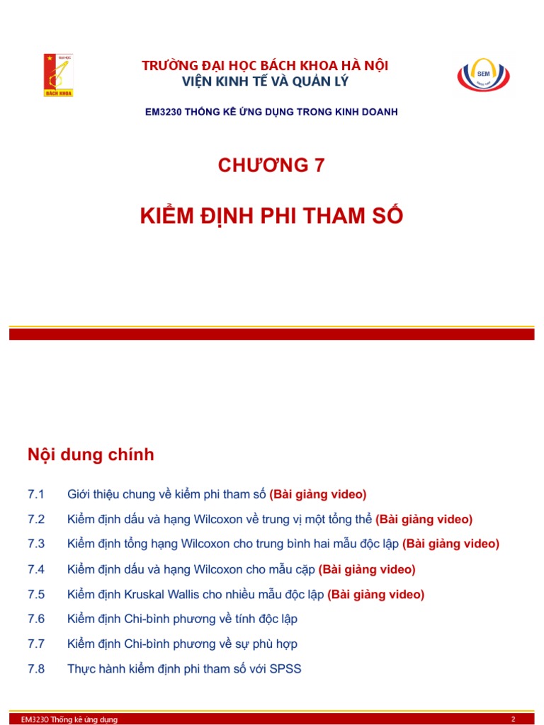 TKUD 20212 Chuong 7 Non-Parametric Test | PDF