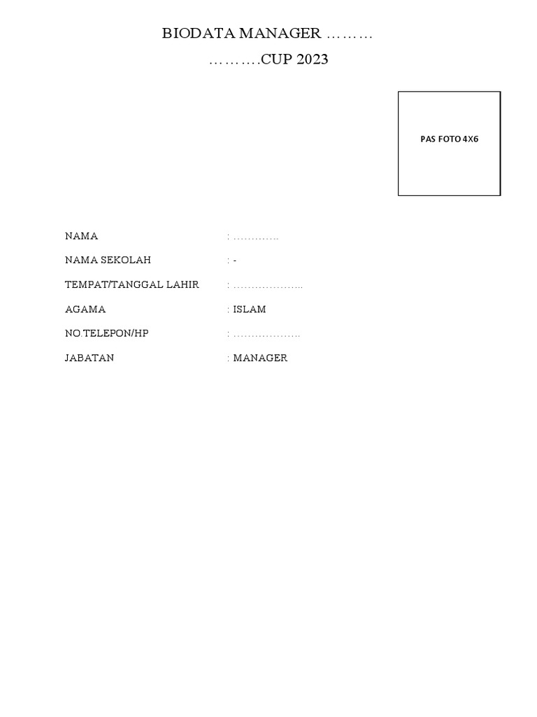 Biodata Manager Tim | PDF