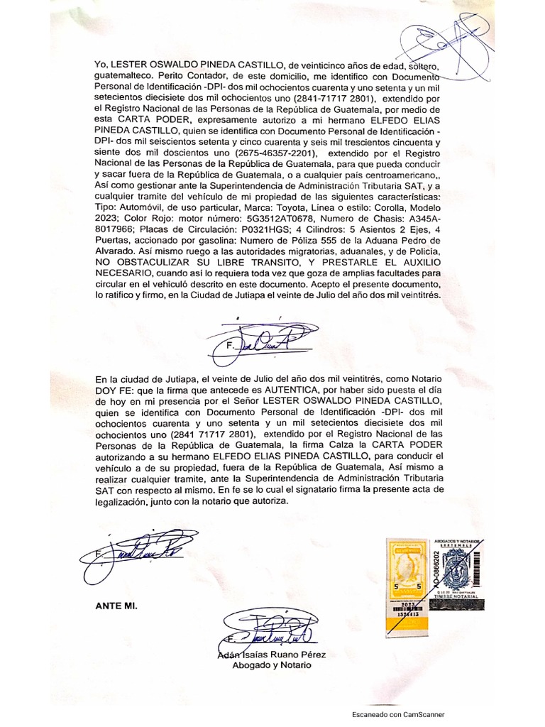 Documento Privado Con Firma Legalizada - 1 | PDF