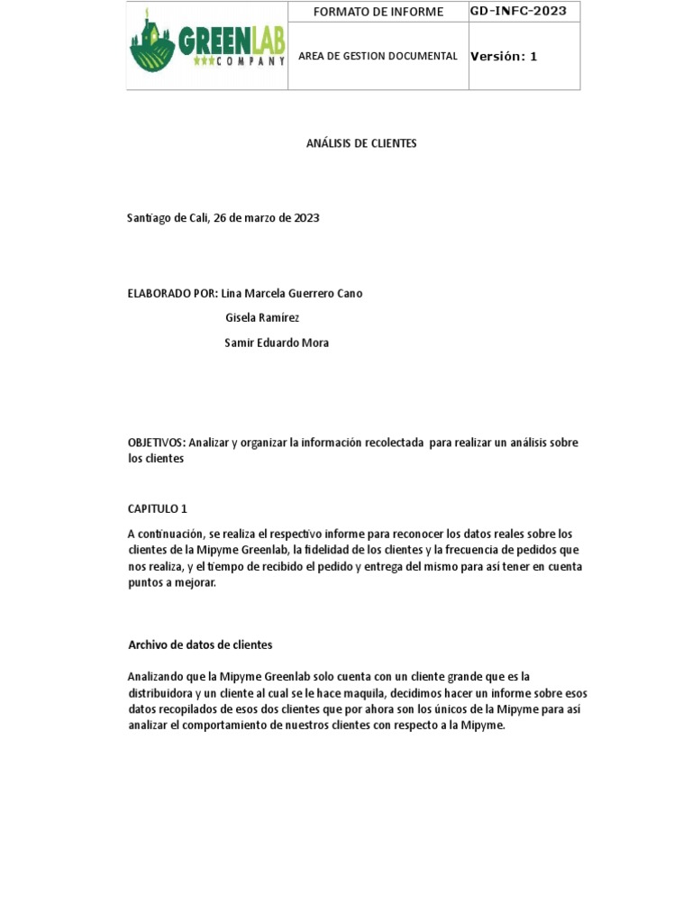 Informe de Clientes | PDF | Business