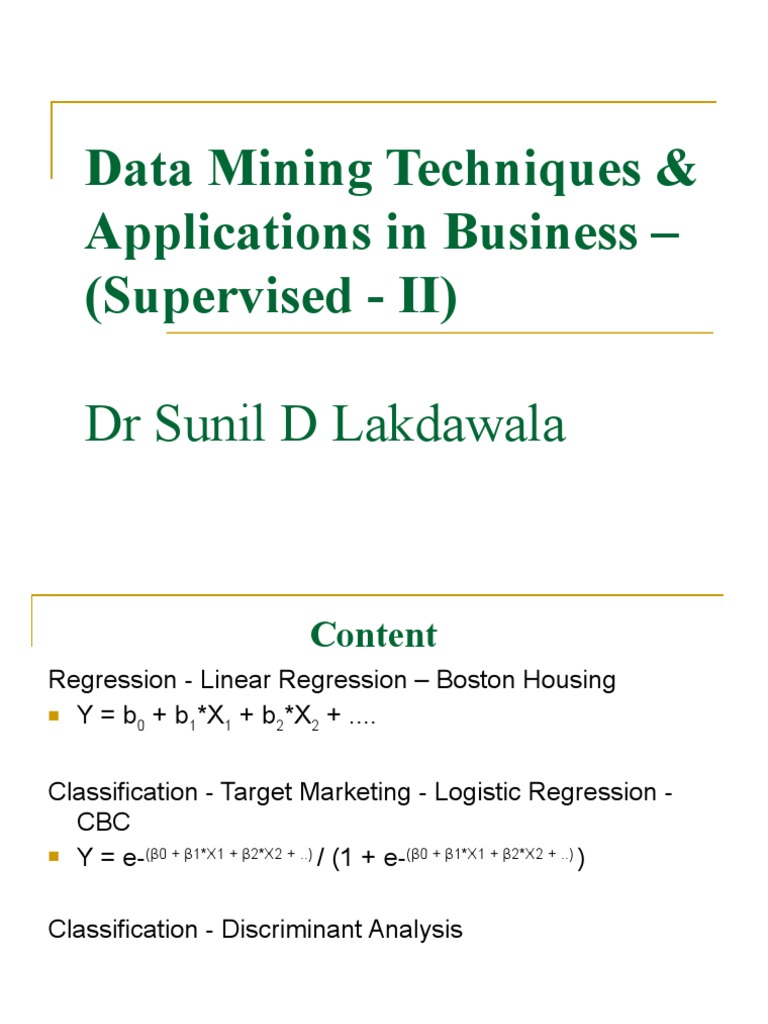 Data Mining Supervised Techniques II | PDF | Statistical Classification | Regression Analysis