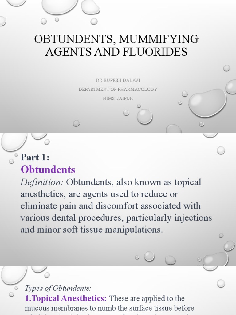 Obtundents, Mummifying Agents and Fluorides | PDF | Tooth Enamel ...