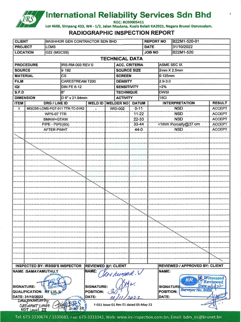 RADIOGRAPHY REPORT_ PQT-011-TTR-R2 | PDF