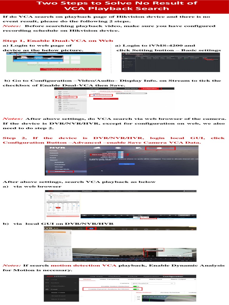 Two Steps To Solve No Result of VCA Playback Search | PDF