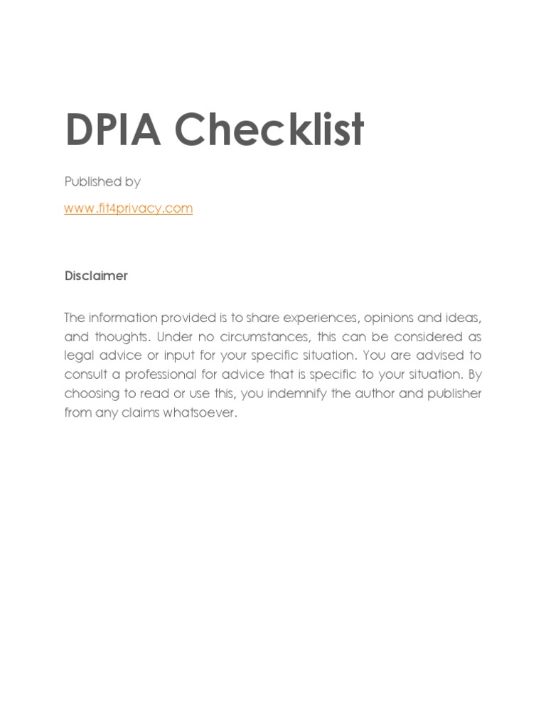 DPIA Checklist by | PDF | Information | Data
