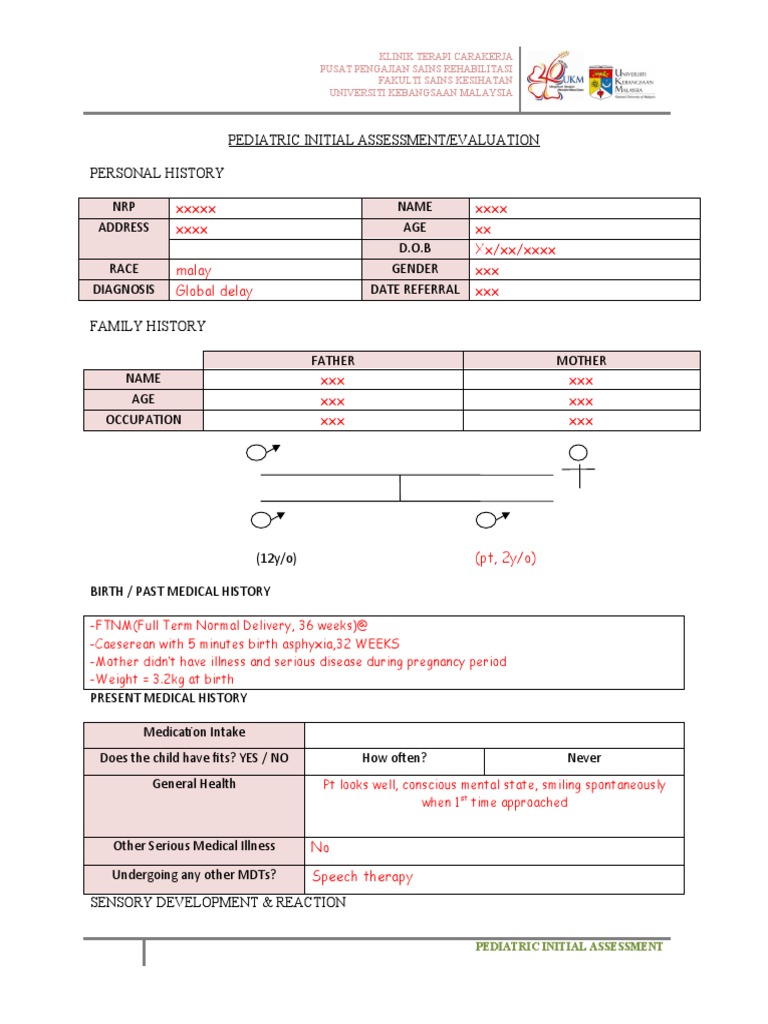 Example Pediatric Initial Assessment | PDF | Causes Of Death | Diseases ...