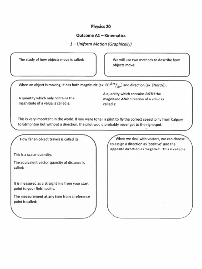 2 - Physics 20 - Outcome A1 - Student Notes | PDF