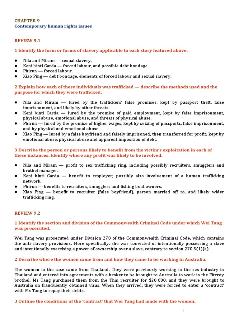 Chapter 9 - Contemporary Human Rights Issues - Responses | PDF | Human ...